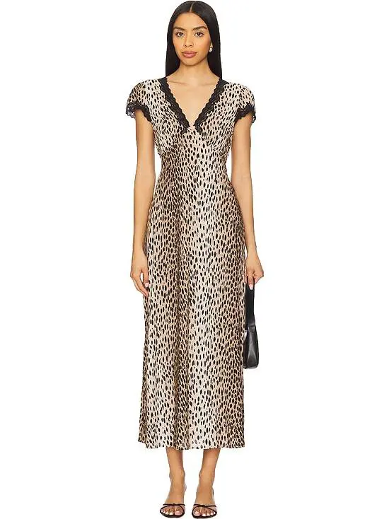 Rixo Clarice Midi Dress - Antelope Spot Black