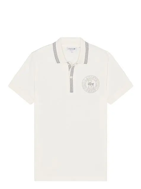 Lacoste Regular Fit Printed Polo In White - Crystal
