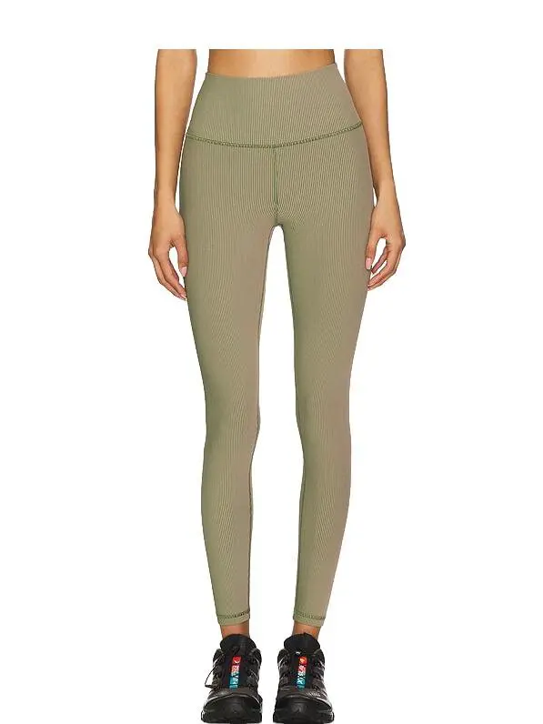 Spiritual Gangster Lotus 2-tone 7/8 Legging In Sage - Dark Palm
