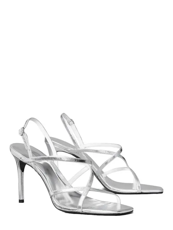 Tory Burch Multi-strap Heeled Sandal - Silver