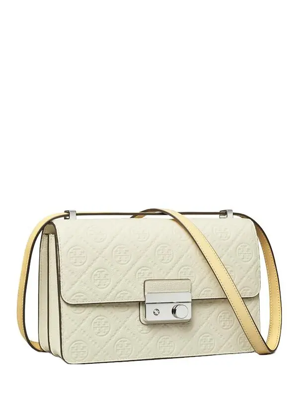 Tory Burch T Monogram Pebbled Shoulder Bag - Warm White