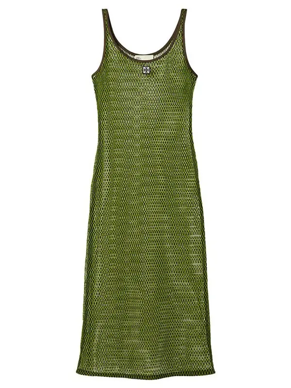 Tory Burch Mesh Tank Dress - Deep Chocolate/vivid Lime