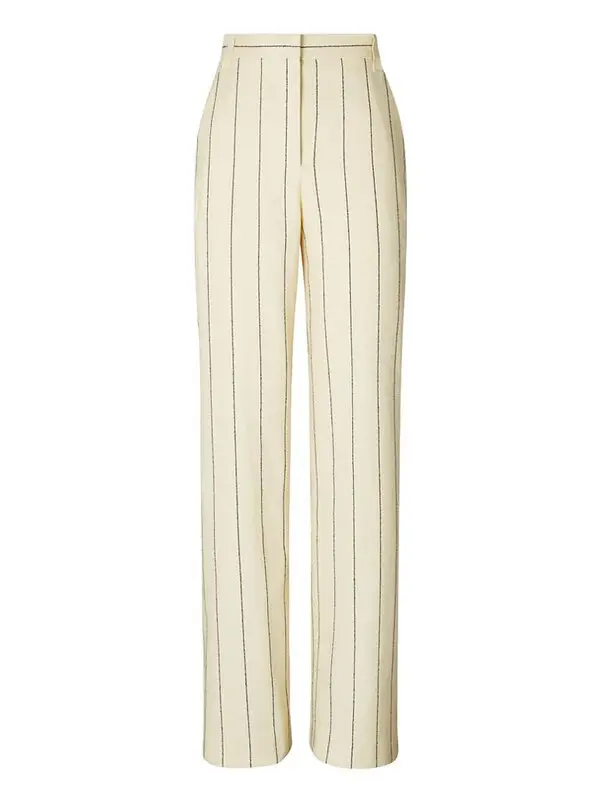 Tory Burch Striped Cotton Wide-leg Pant - Ivory/navy