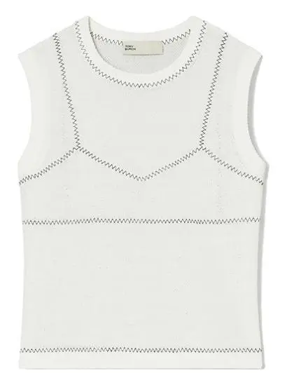 Tory Burch Cotton And Nylon Mesh Top - White