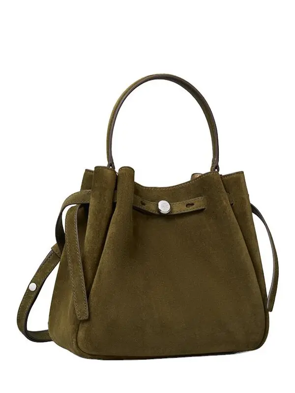 Tory Burch Romy Suede Bucket Bag - Dark Olive