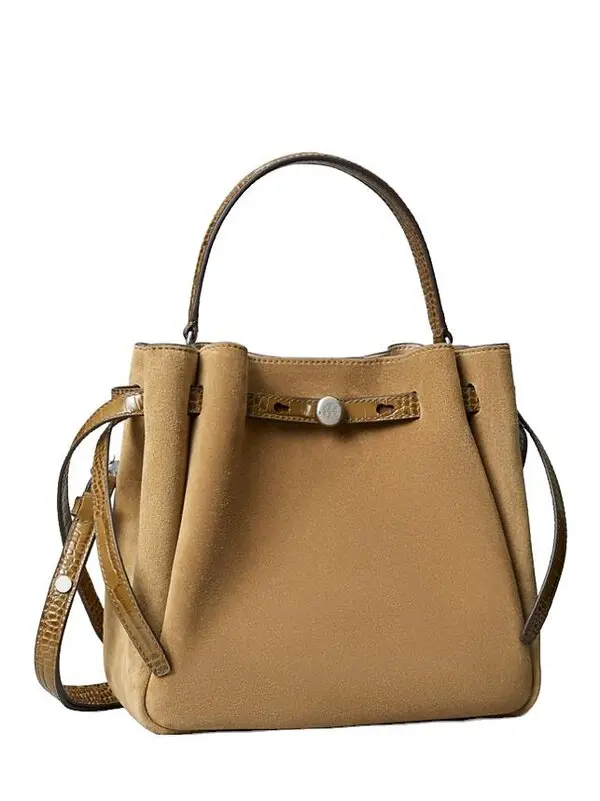 Tory Burch Romy Suede Bucket Bag - Stone
