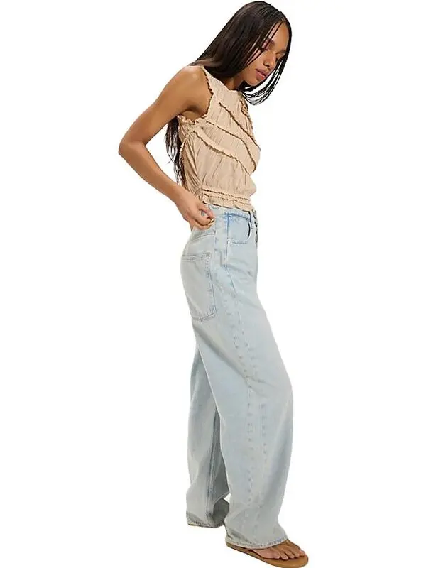 Free People We The Free Truro Baggy Puddle Jeans - Beach Please