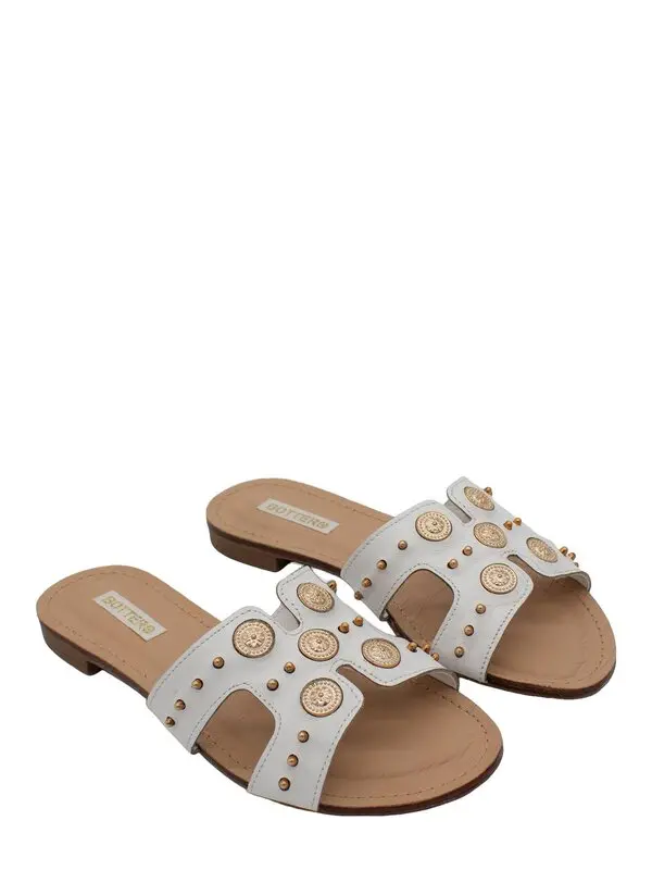 BOTTERO Ornate Slide Sandal - Blanco