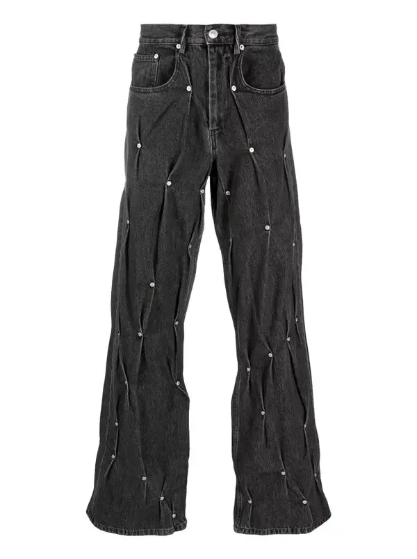 KUSIKOHC Multi-rivet Straight-leg Jeans - Black