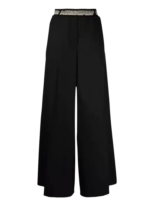Stella McCartney Logo-waistband Palazzo Trousers - Black