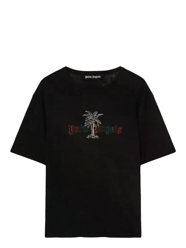 Palm Angels Logo-print Short-sleeve T-shirt - Black