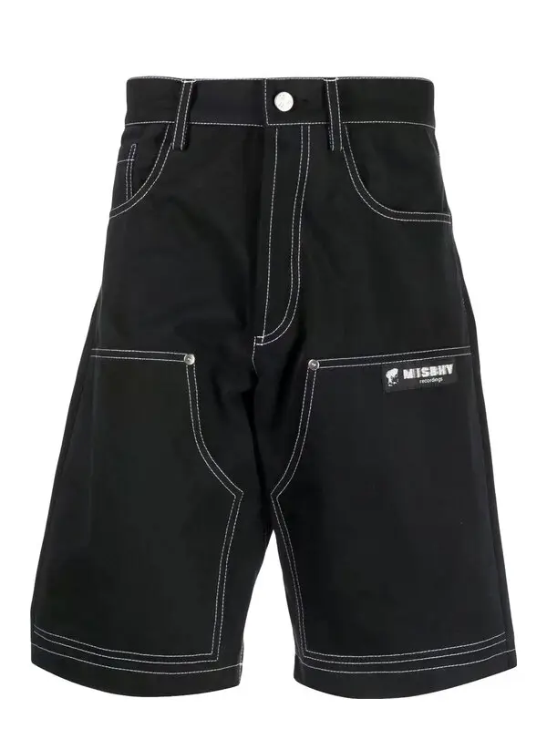 MISBHV Contrast-stitched Straight-leg Shorts - Black