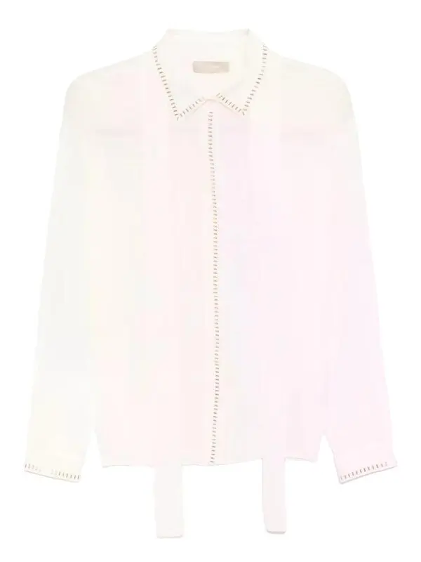 Elie Saab Stud-embellished Silk Shirt - White