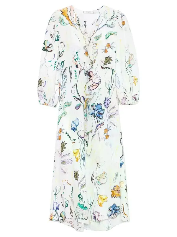 Dorothee Schumacher Floral Power Midi Dress - White