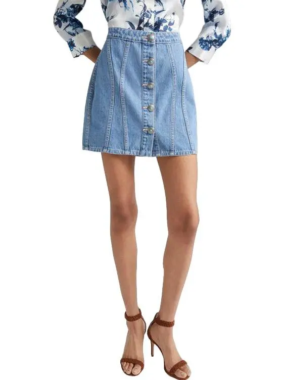 L'Agence Phia Seamed Denim Miniskirt - Hartland