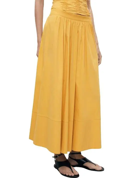 Mango Cotton-blend Skirt - Mustard