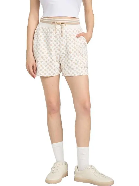 Guess Tie Waist Printed Shorts - Beige