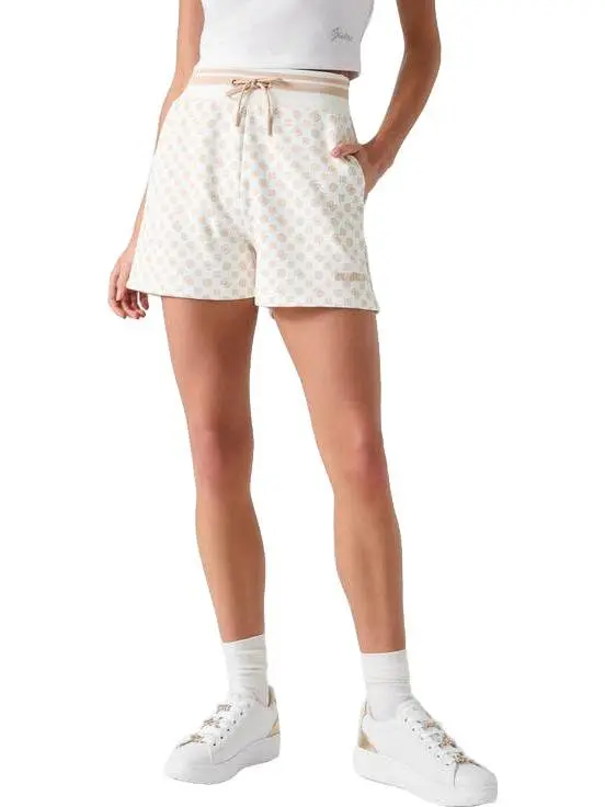 Guess Tie Waist Printed Shorts - Open White