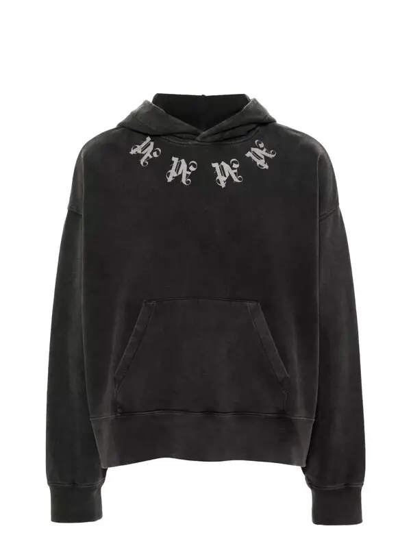 Palm Angels Monogram-print Cotton Hoodie - Grey