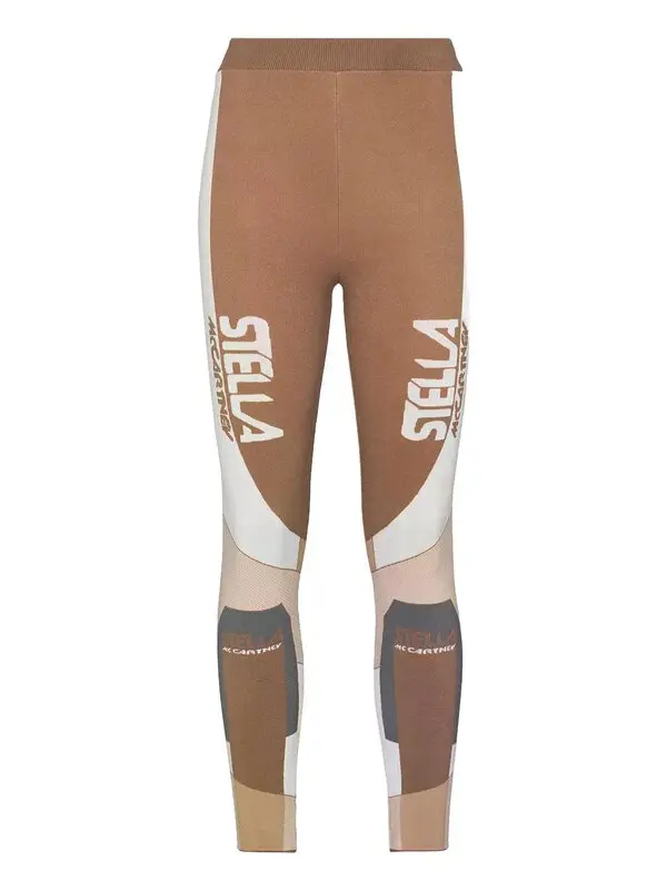 Stella McCartney Intarsia-knit Panelled Leggings - Neutrals