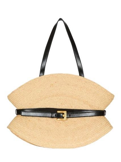 Balmain Shuffle Medium Bag In Raffia - Brown