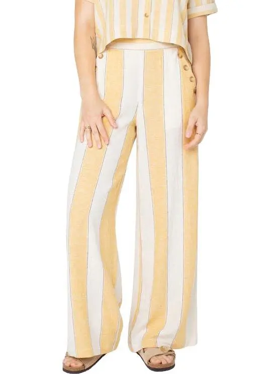 Roxy Adrian Stripe Wide-leg Linen-blend Pants - Amber Gold Jungle Stripe