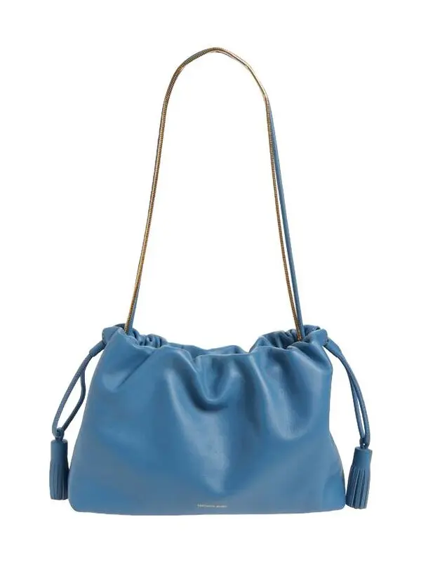 Veronica Beard Stash Leather Drawstring Clutch - Lake Blue