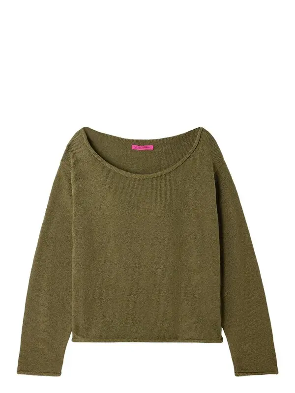 THE ELDER STATESMAN Nora Lite Oversized Cotton Sweater - Green