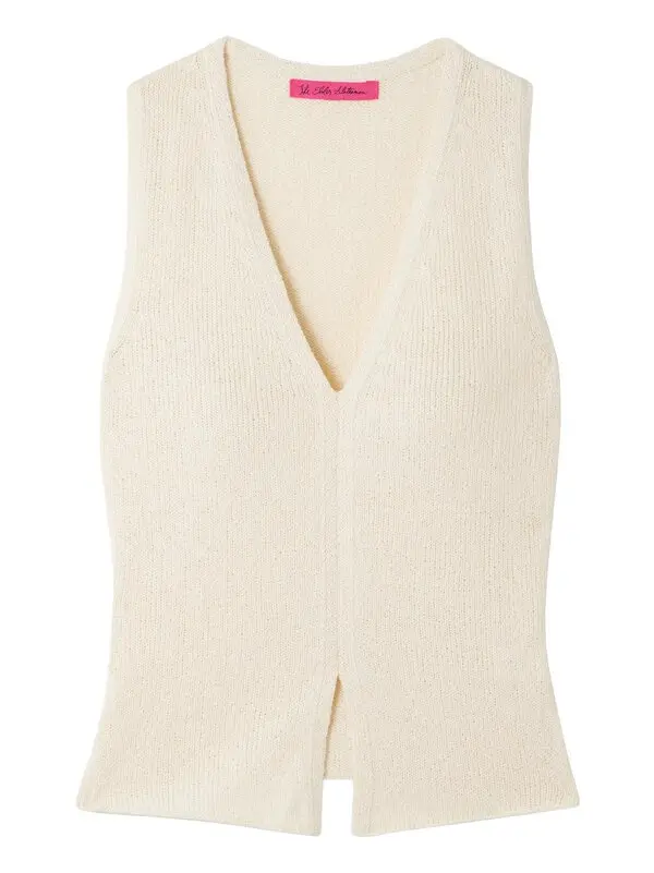THE ELDER STATESMAN Nora Lite Ribbed Cotton Tank - Cream