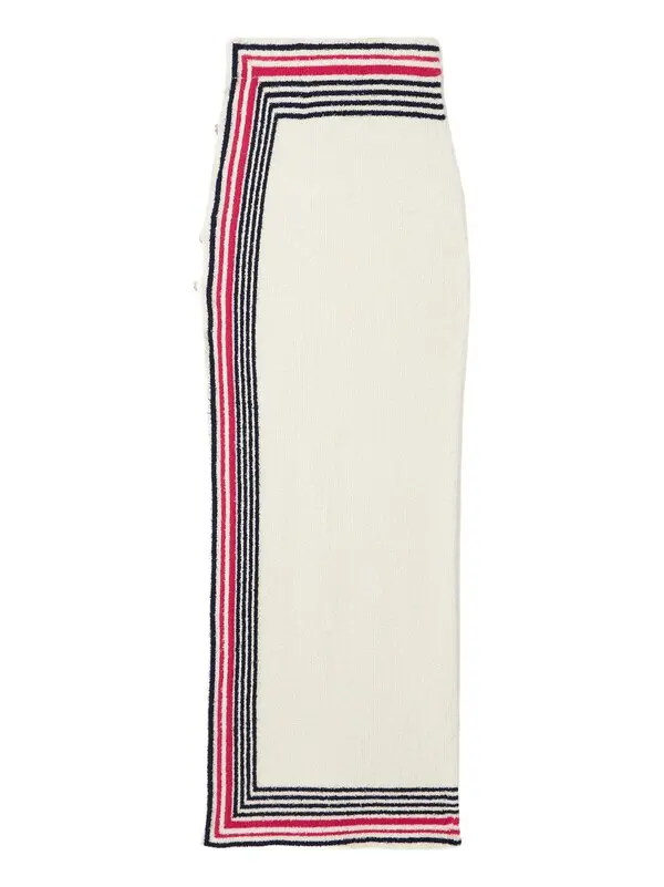 Rabanne Button-embellished Striped Cotton-blend Chenille Midi Skirt - Neutrals