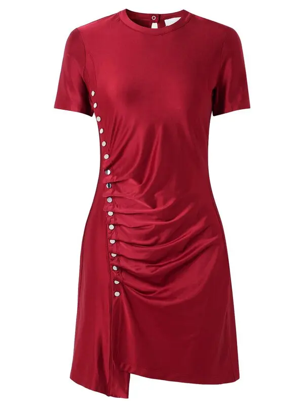 Rabanne Embellished Gathered Mini Dress - Red