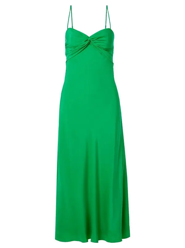 LA LIGNE Twist-front Cutout Silk Midi Dress - Green