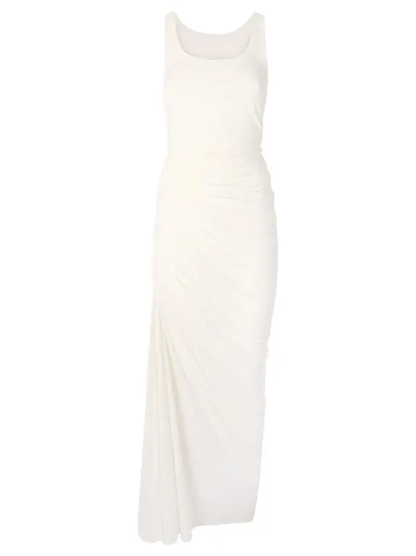 Alaïa Gathered Stretch-jersey Midi Dress - White