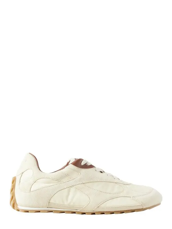 Bottega Veneta Orbit Leather-trimmed Suede And Shell Sneakers - Neutrals
