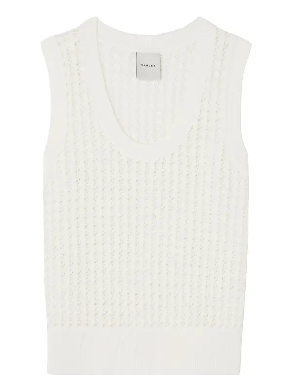 Varley Ferns Open-knit Cotton Tank - White
