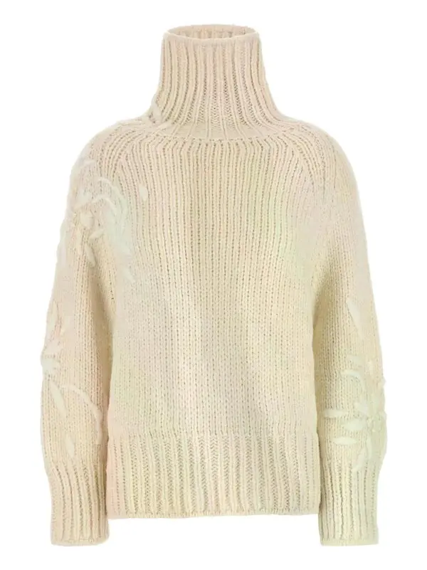 Ermanno Scervino Embroidered Alpaca-blend Jumper - Neutrals