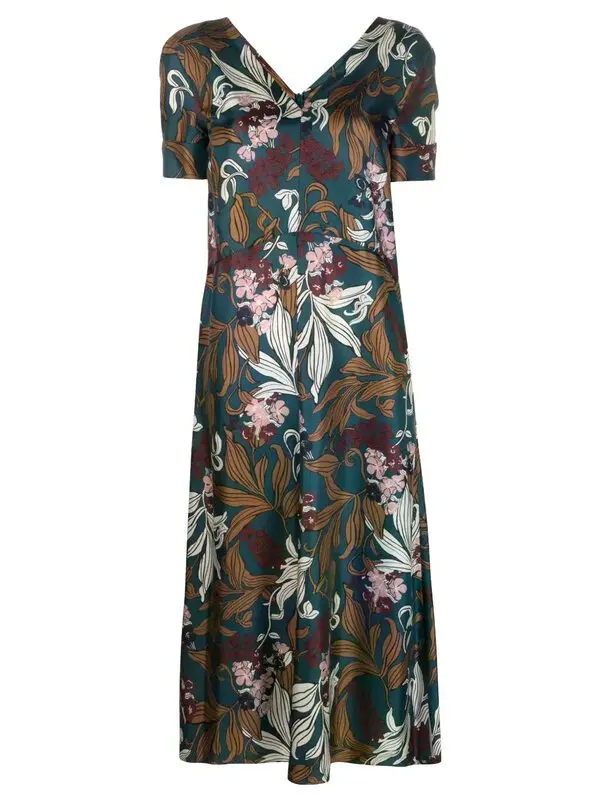 Max Mara Floral-print Silk Midi Dress - Blue