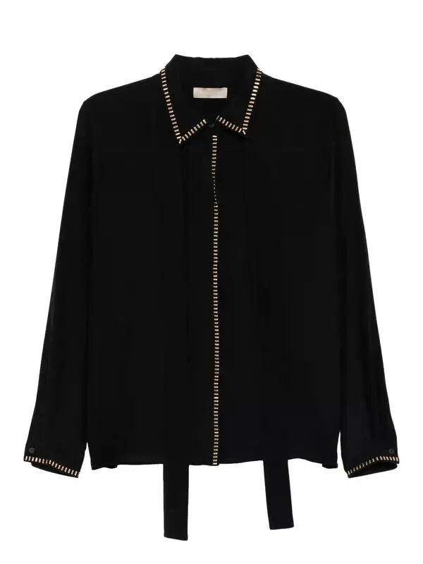Elie Saab Stud-embellished Silk Shirt - Black
