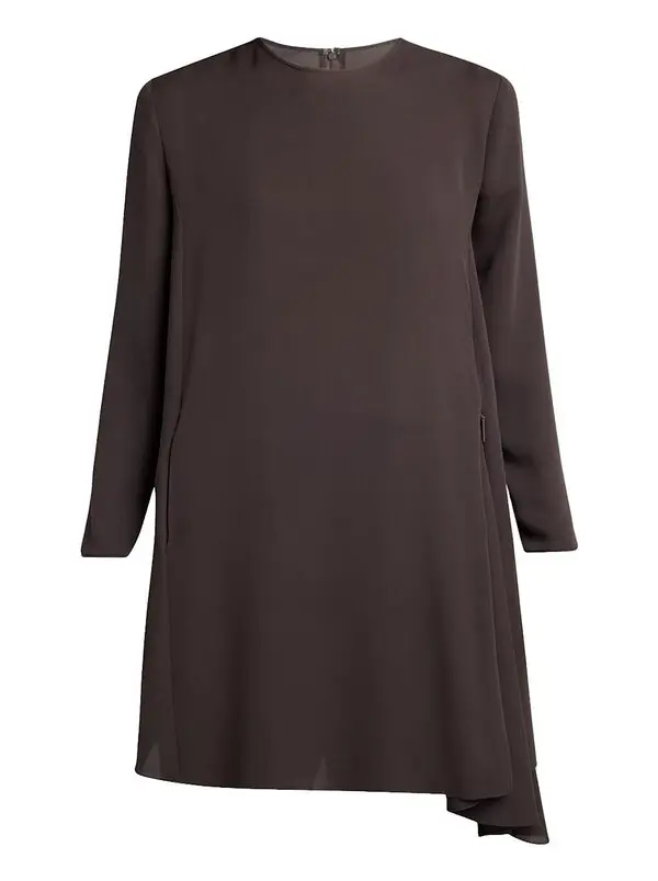 Giorgio Armani Silk Georgette Draped Tunic Dress - Brown