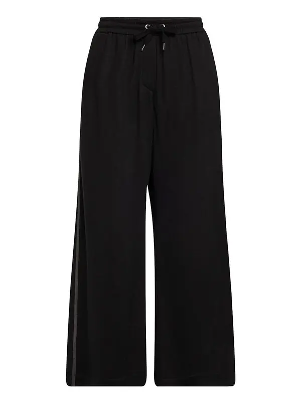Brunello Cucinelli Monili Side-stripe Wide-leg Pants - Black