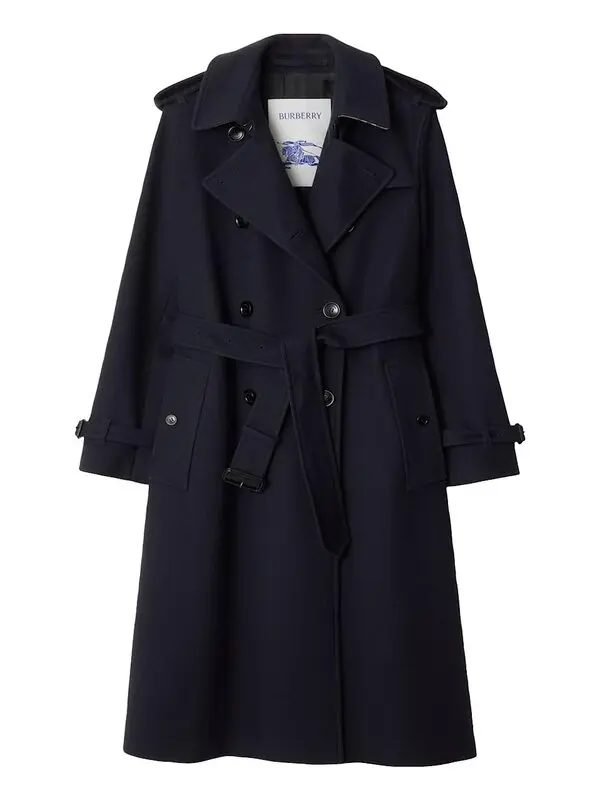 Burberry The Kensington Belted Cashmere-wool Trench Coat - Navy
