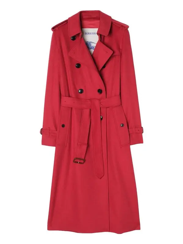 Burberry The Kensington Belted Cashmere-wool Trench Coat - Red