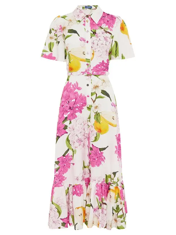 LEO LIN Becca Linen-blend Midi Dress - Floral