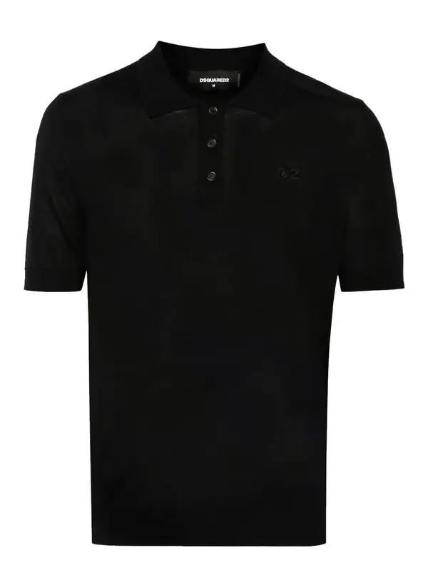 Dsquared2 Embroidered-logo Ribbed Polo Shirt - Black