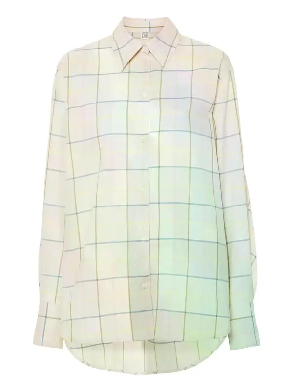 TOTEME Windowpane Print Poplin Shirt - Neutrals