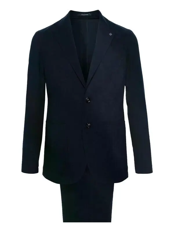Tagliatore Seersucker-texture Single-breasted Suit - Blue