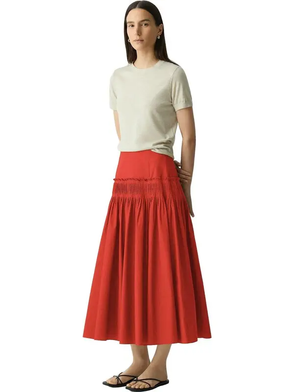 Theory Accordion Maxi Skirt - Poppy