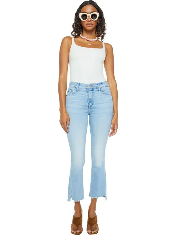MOTHER The Insider Crop Step Fray Beaming Jeans - Light Blue