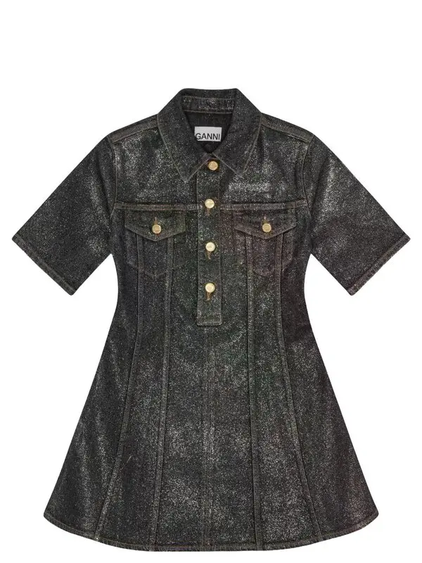 GANNI Denim Mini Dress - Black