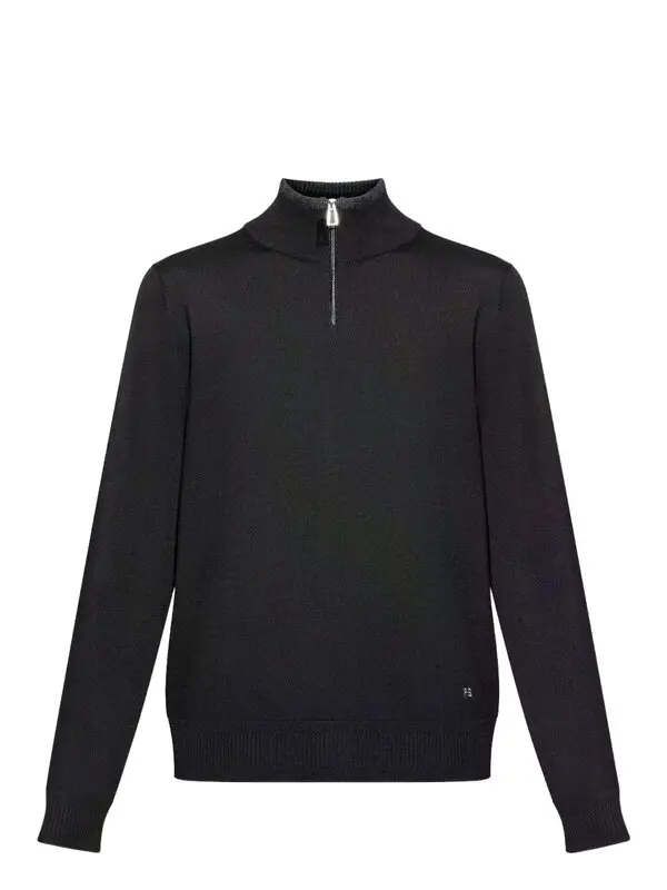 Paul Smith Zip-up High Collar Sweater - Black